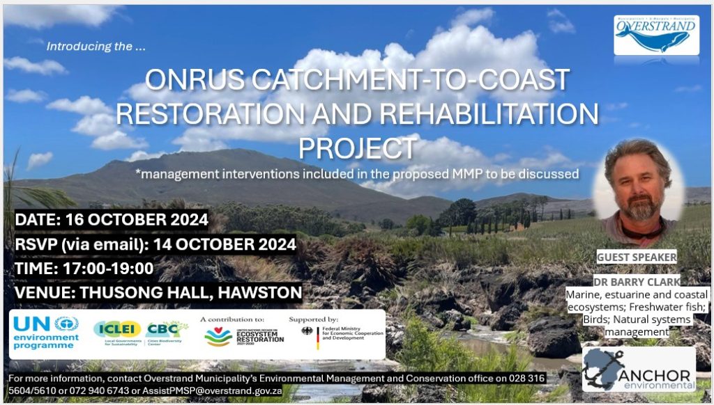 DON’T MISS: Onrus Catchment-to-Coast Project Talk - Overstrand Municipality