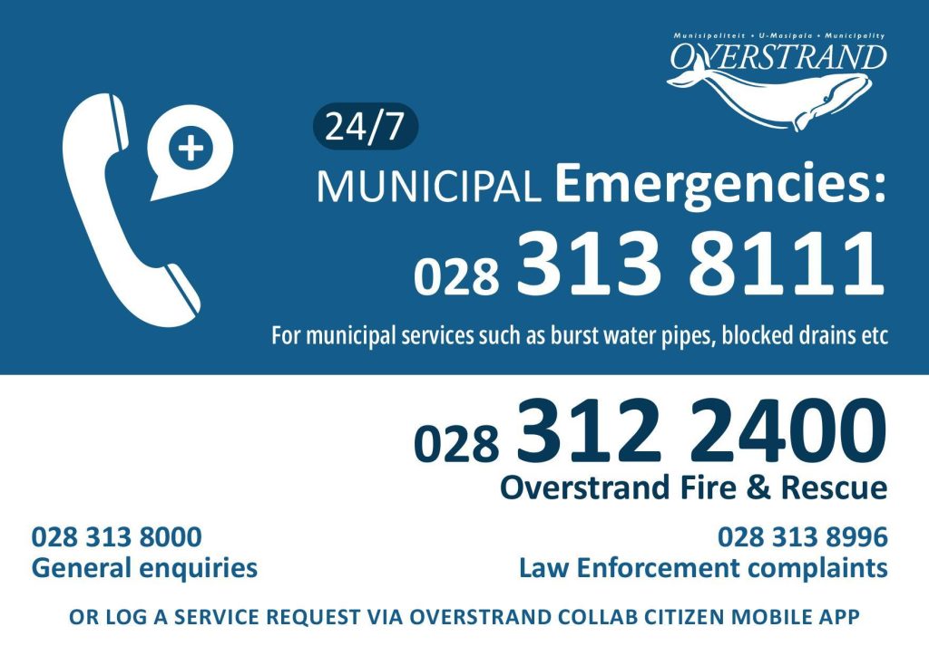 24/7 Emergency Numbers - Overstrand Municipality Services - Overstrand ...